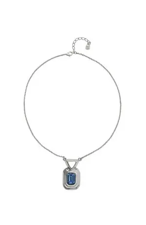 UNODE50 Sterling Pendant Necklace With Blue Crystal - Silver