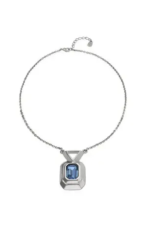UNODE50 Sterling Pendant Necklace With Blue Crystal