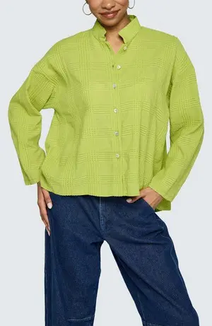 LUUKAA Serina Mandarin Collar Shirt Lime
