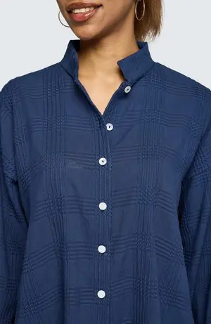 LUUKAA Serina Mandarin Collar Shirt - Navy
