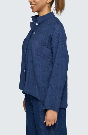 LUUKAA Serina Mandarin Collar Shirt - Navy