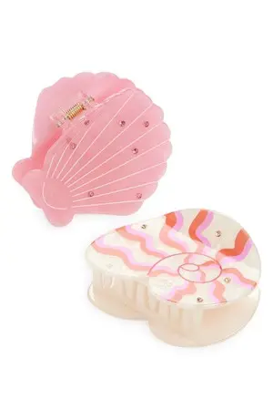 FRASIER STERLING Shell Claw Clips Set Of 2 - Pink