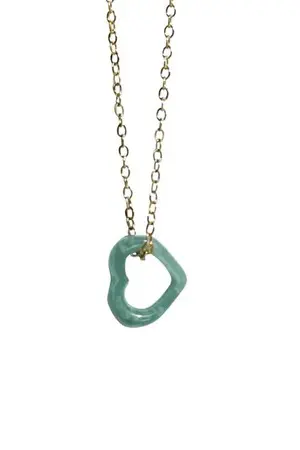 SEREE Heart Jade Pendant Necklace - Blue