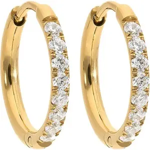 QUDO Eternity Crystal Hoop Earrings - Gold