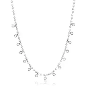 THE LOVERY Beaded Cz Dangle Necklace - Silver