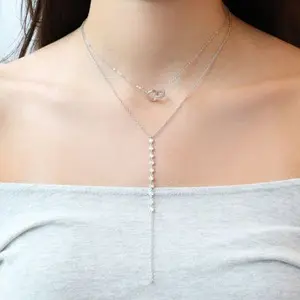 THE LOVERY Lariat Bezel Cz Necklace - Silver