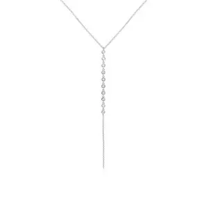 THE LOVERY Plated Sterling Lariat Bezel Cz Necklace - Silver