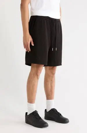 HONOR THE GIFT Rib Knit Stretch Cotton Blend Drawstring Shorts
