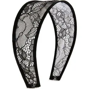 Tasha Embroidered Lace Headband - Black