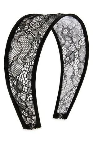 Tasha Embroidered Lace Headband - Black