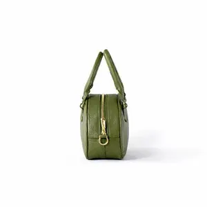 ROSZUAR Ameline Sculptural Italian Leather Top Handle Bag - Olive