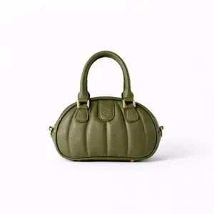 ROSZUAR Ameline Sculptural Italian Leather Top Handle Bag - Olive