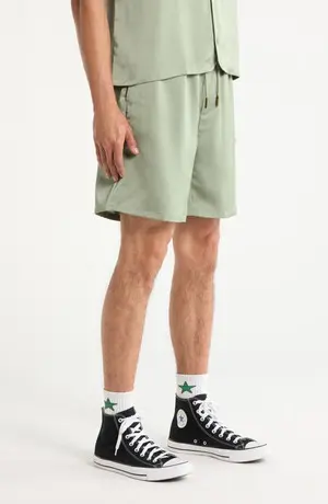 HONOR THE GIFT Satin 7-inch Drawcord Shorts - Sage