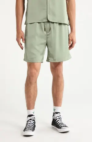 HONOR THE GIFT Satin Drawcord Shorts - Sage