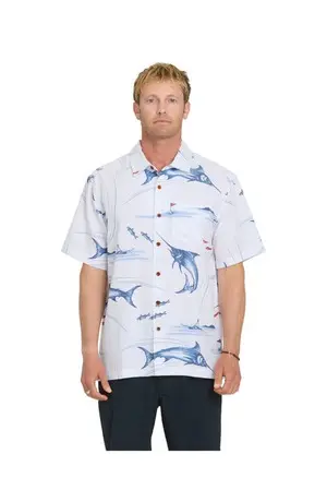 QUIKSILVER WATERMAN Fish On Short Sleeve Shirt - White
