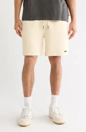 HONOR THE GIFT Rib Knit Stretch Cotton Blend Drawstring Shorts - Bone