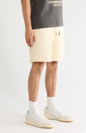 HONOR THE GIFT Rib Knit Stretch Cotton Blend Drawstring Shorts