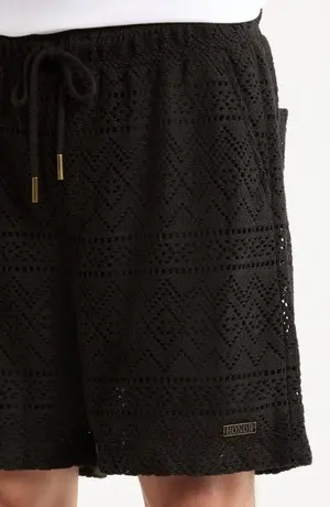HONOR THE GIFT Pointelle Crochet Drawstring Shorts