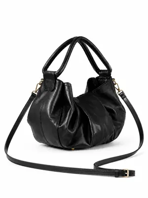 ROSZUAR Liora Sculptural Leather Shoulder Bag - Black