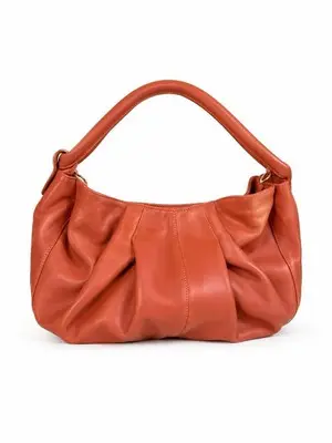 ROSZUAR Liora Sculptural Leather Shoulder Bag - Cognac