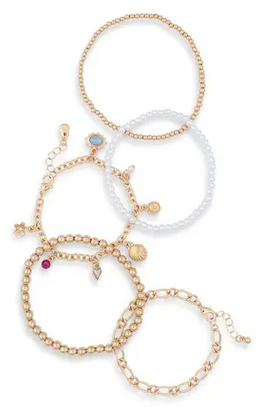 Bp. Set Of 5 Shell Charm Bracelets