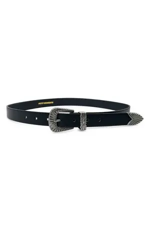 PETIT MOMENTS Nash Faux Leather Belt - Black/silver