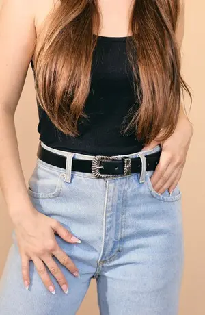 PETIT MOMENTS Faux Leather Belt With Western Buckle