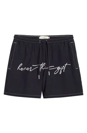 HONOR THE GIFT Hybrid Cursive 5-inch Swim Trunks