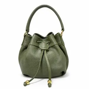 ROSZUAR Bucket Bag With Drawstring And Gold-tone Hardware - Olive