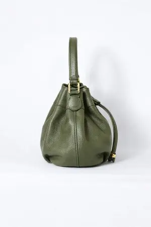 ROSZUAR Bucket Bag With Drawstring And Gold-tone Hardware - Olive