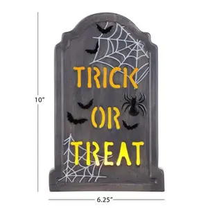 MR. HALLOWEEN 10 In. Ceramic Led Tombstone -trick Or Treat