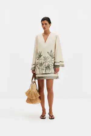 MALINA Leonella V-neck Tunic Mini Dress