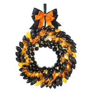 MR. HALLOWEEN 17 In. Retro C9 Bulb Wreathblack And Orange - Multicolor