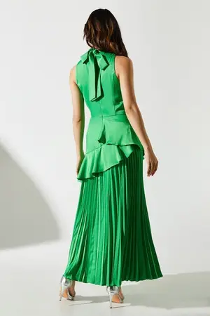 Coast Sleeveless High Neck Ruffle Detail Maxi Dress - Green