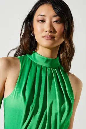 Coast Sleeveless High Neck Ruffle Detail Maxi Dress - Green