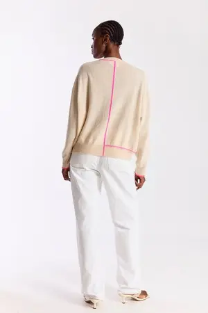 BRODIE CASHMERE V-neck Sweater With Embroidered Palm Pocket