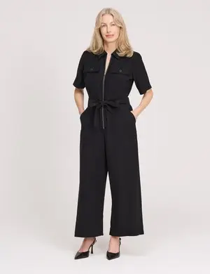 FINERY LONDON Marie Wide Leg Cropped Jumpsuit