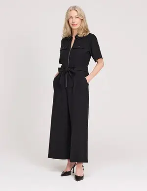 FINERY LONDON Marie Wide Leg Cropped Jumpsuit
