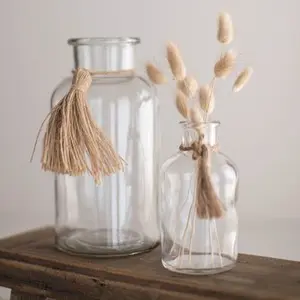 FORESIDE HOME AND GARDEN Natural Glass & Jute Bud Vase
