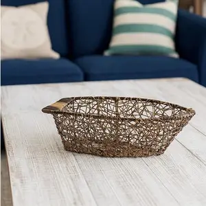 BEACHCOMBERS Boat Skiff Decorative Wicker Basket 5.75" X 12.5