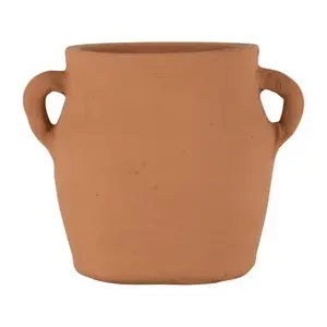 FORESIDE HOME AND GARDEN Natural Handthrown Terracotta Vase With Handles - Brown