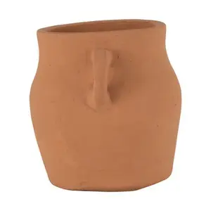FORESIDE HOME AND GARDEN Natural Handthrown Terracotta Vase With Handles