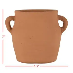 FORESIDE HOME AND GARDEN Natural Handthrown Terracotta Vase With Handles