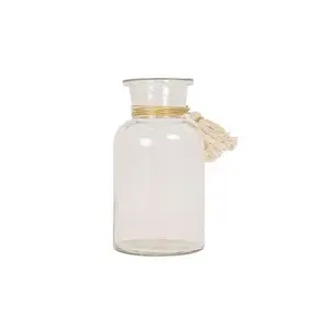 FORESIDE HOME AND GARDEN Tassel Embellished Bud Vase Glass Metal & Cotton - Brown