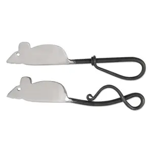 TAG Mouse Spreader Set Of 2 Stainless Steel Cheese Knives - Silver