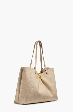 Donna Karan New York Cambric Snake Embossed Leather Tote - Metallic Bone