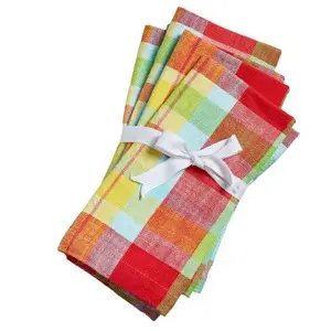 TAG Fresh Pick Plaid Napkin S/4 Multi Cotton Summer - Multicolored