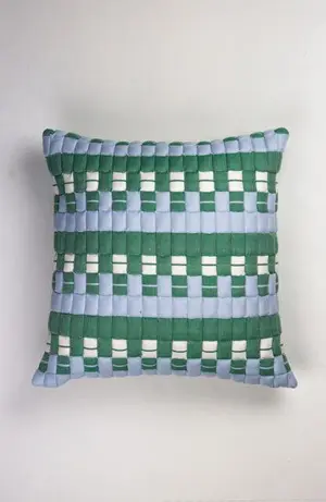 ARCHIVE NEW YORK Quilted Sujani Checkered Throw Pillow - Blue