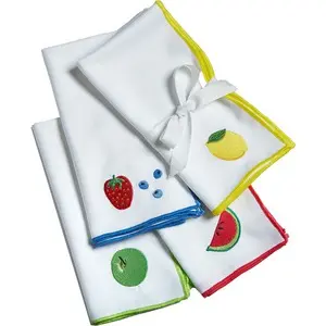 TAG Fresh Pick Embroidered Napkin S/4 Multi Cotton Summer - White