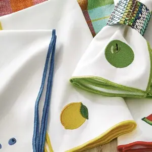 TAG Fresh Pick Embroidered Napkin S/4 Multi Cotton Summer
